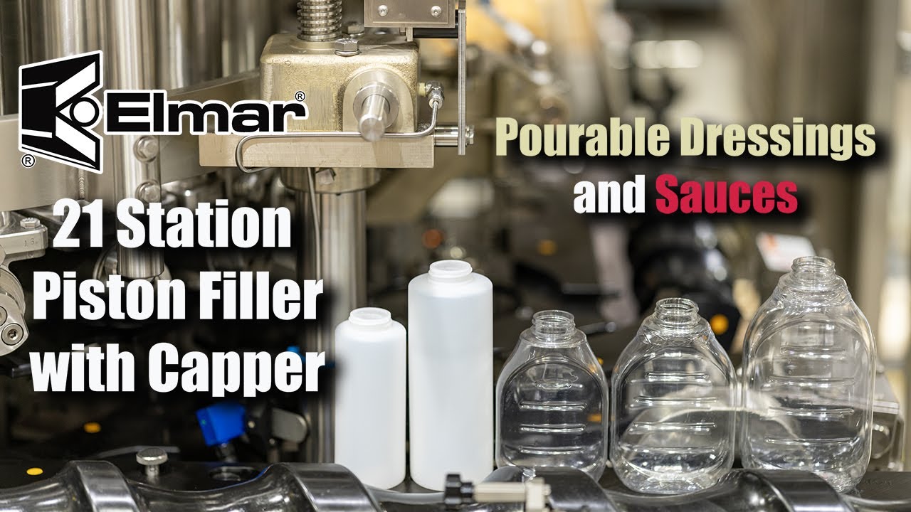 Elmar 21 Station Piston Filler with Capper for Pourable Dressings and ...