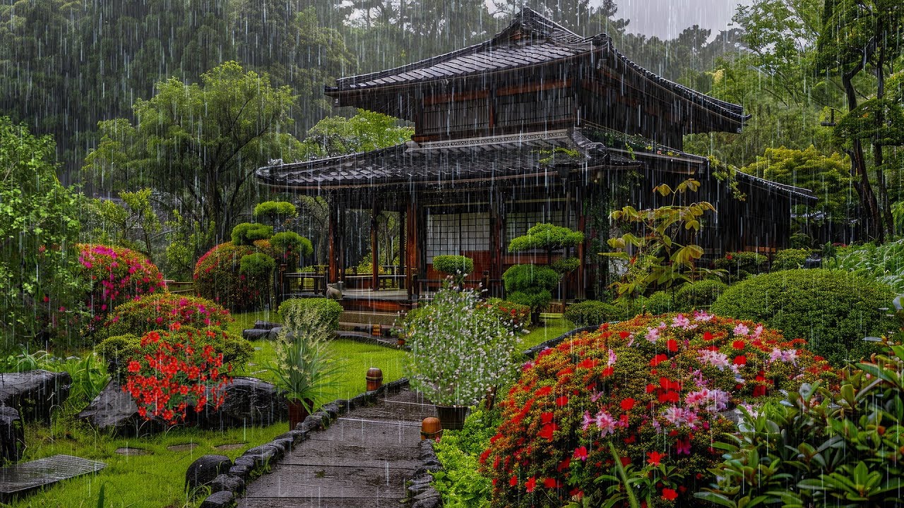 Meditative Rain in Japanese Zen Garden 🍀 Your Gateway to Peaceful Sleep ...