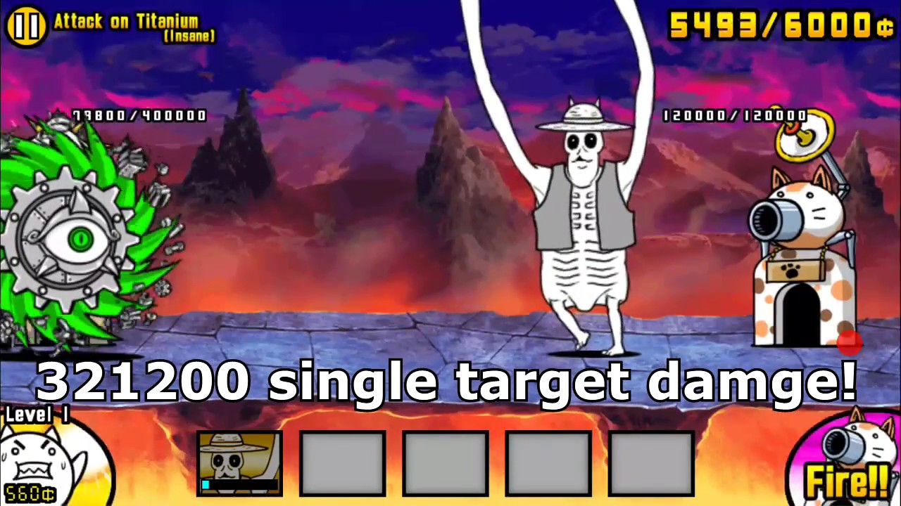 Battle Cats - Tecoluga 100% CRIT chance?! (Attack on Titanium) - YouTube