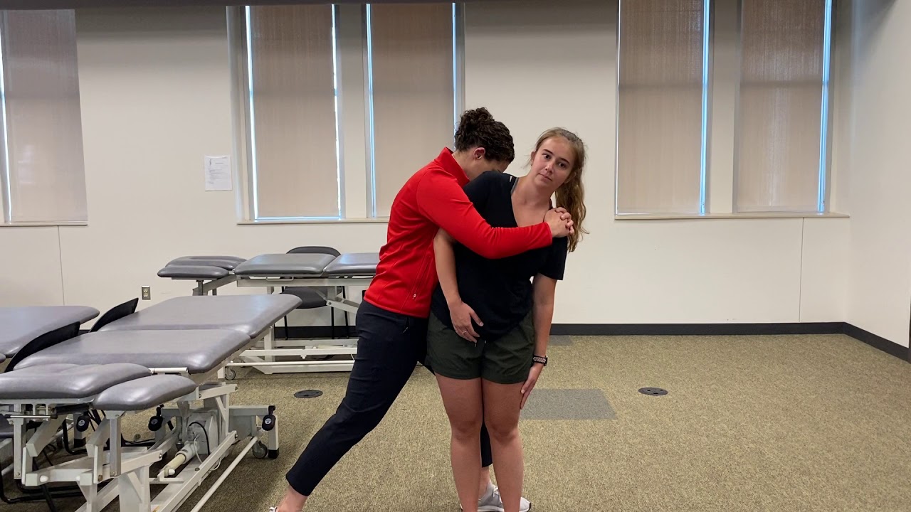 Lumbar sidebending (lateral flexion) with overpressure - standing on ...