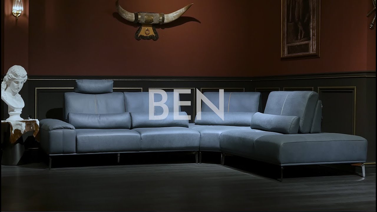 Ben Leather Sofa - 벤 6인코너형 가죽소파 - YouTube