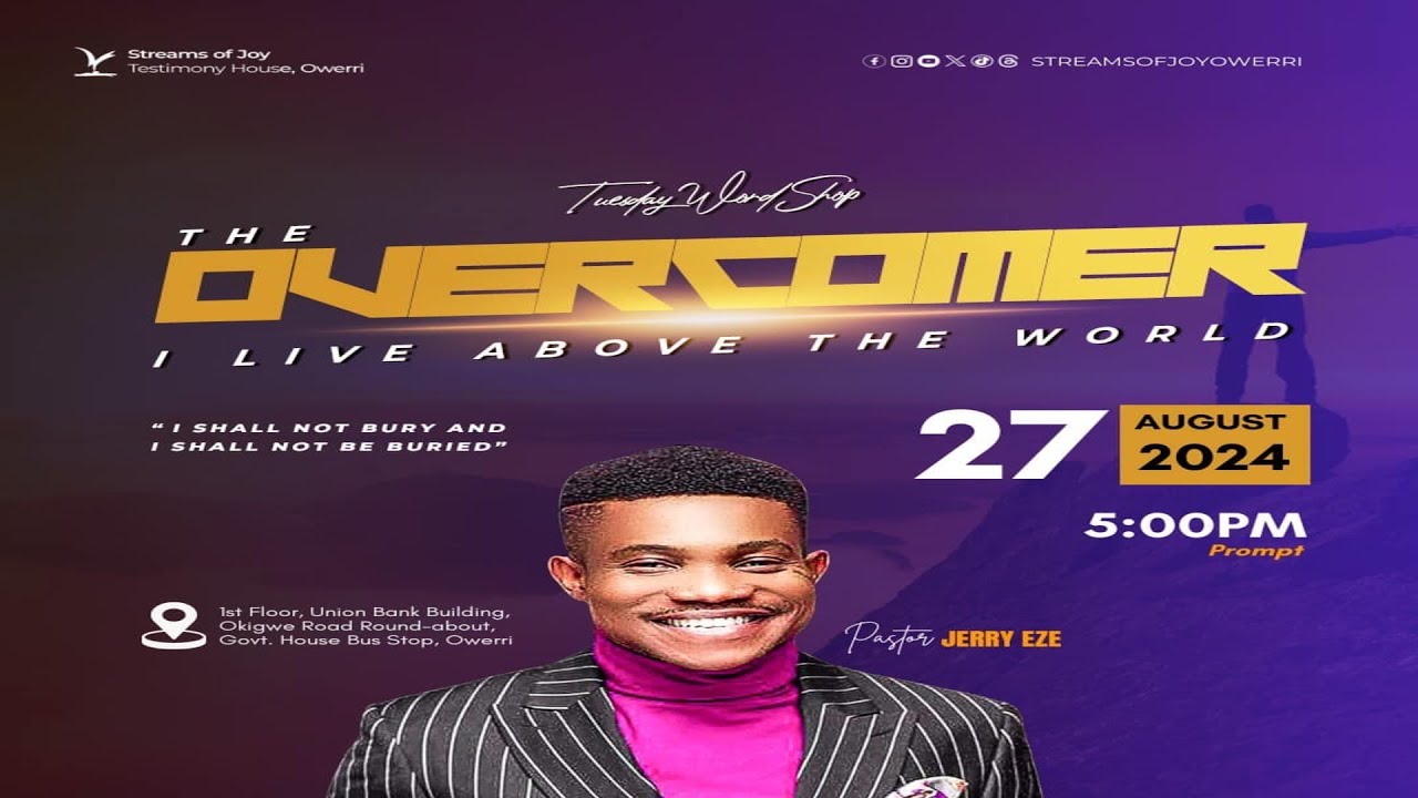 THE OVER COMER || I LIVE ABOVE THE WORLD || TUESDAY WORDSHOP || 27TH ...