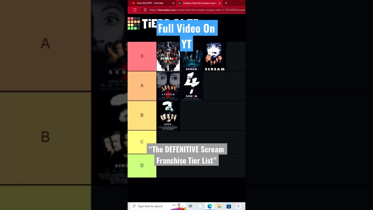 “The DEFINITIVE Scream Franchise Tier List” - YouTube