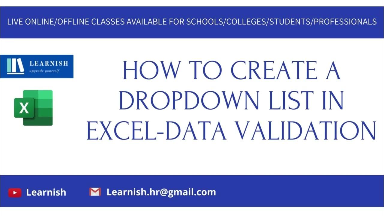 How create Drop Down in Microsoft Excel- Data validation - YouTube