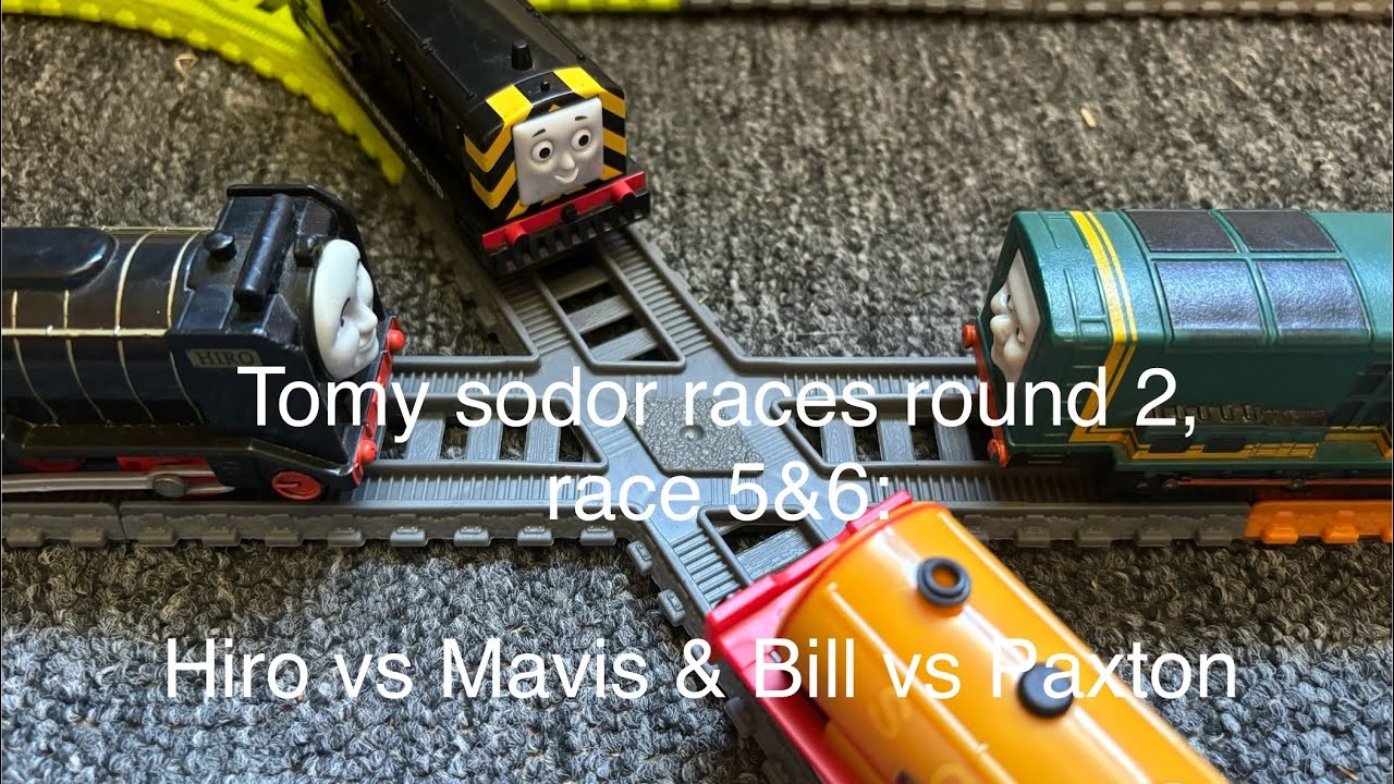 Tomy sodor races round 2, race 5&6 Hrio vs Mavis & Bill vs Paxton - YouTube