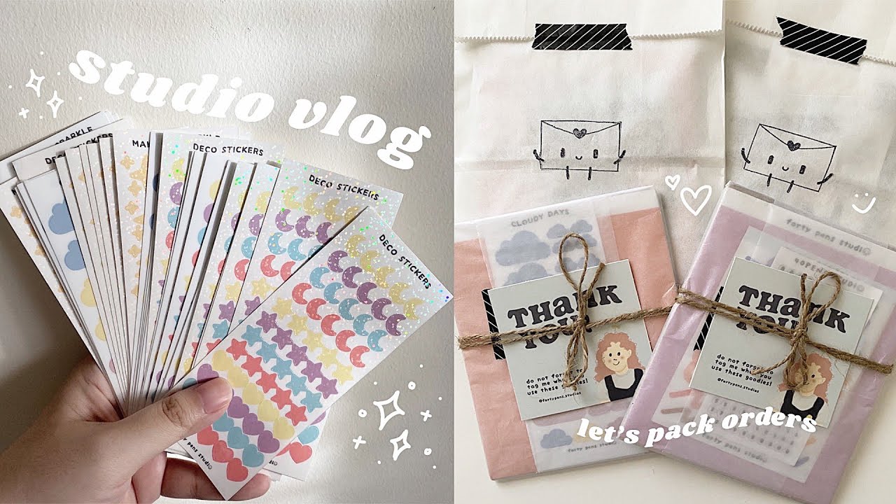 studio vlog one ･ﾟ:* packing orders for my small sticker shop ☻ - YouTube