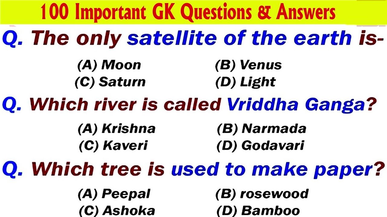 100 Easy Important General Knowledge Questions In English 2024 | Easy ...