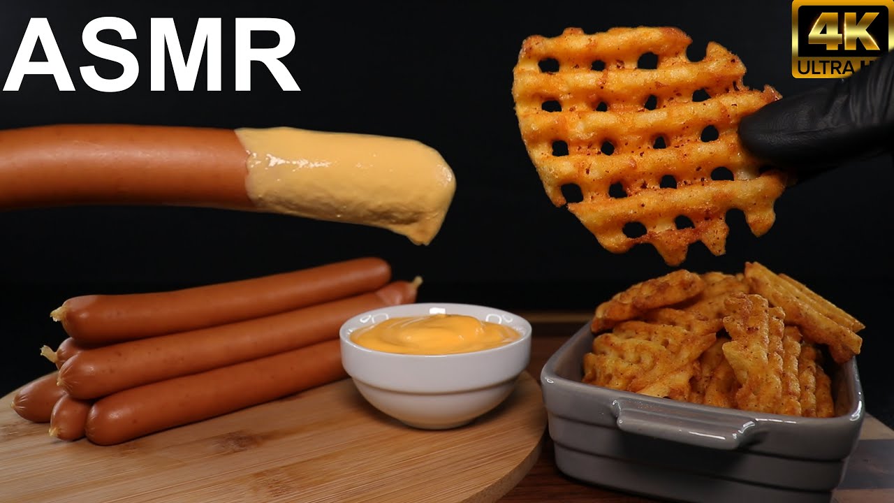 SAUSAGE, WAFFLE FRIES, CHEESE, MUKBANG, ASMR - YouTube