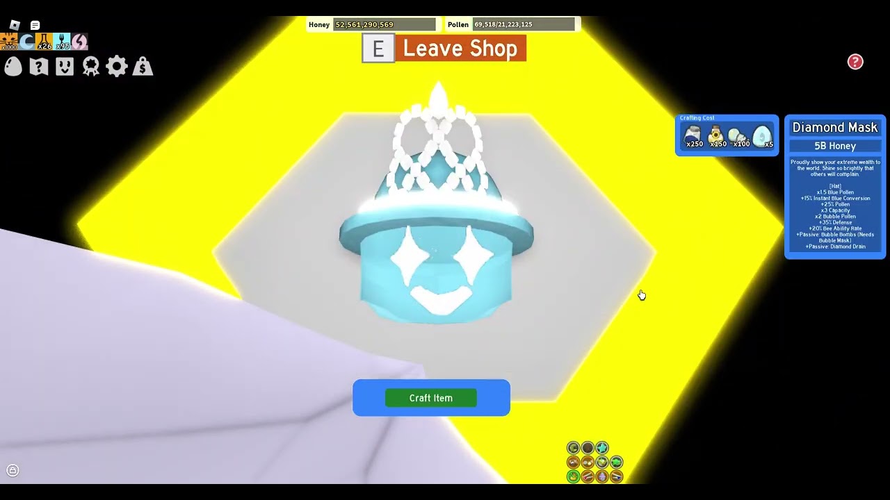 Buying the Diamond Mask in Bee Swarm Simulator - YouTube