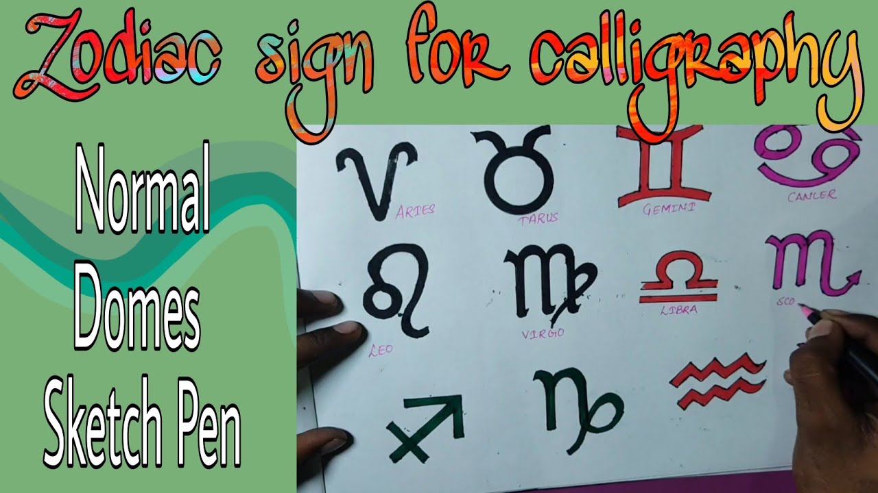 Zodiac sign calligraphy/tattoo/art/simple zodiac name and sign drawing ...