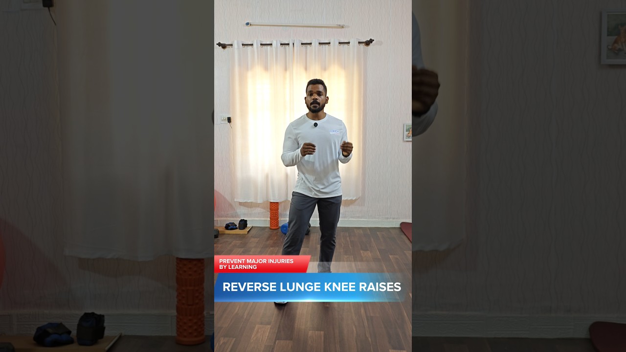 Reverse lunge and knee raises (leg strength, endurance, power, hip flexors) - YouTube