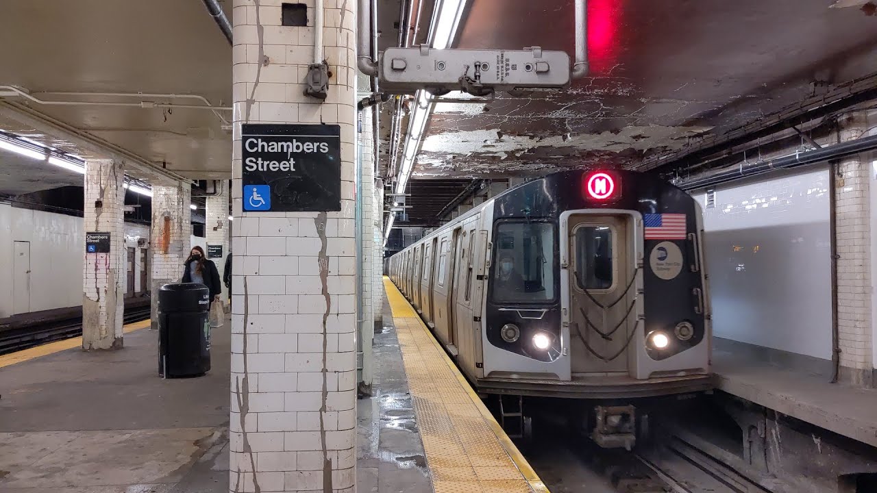 NYC Subway: R160 & R179 J & M Train Action @Canal St & Chambers St ...