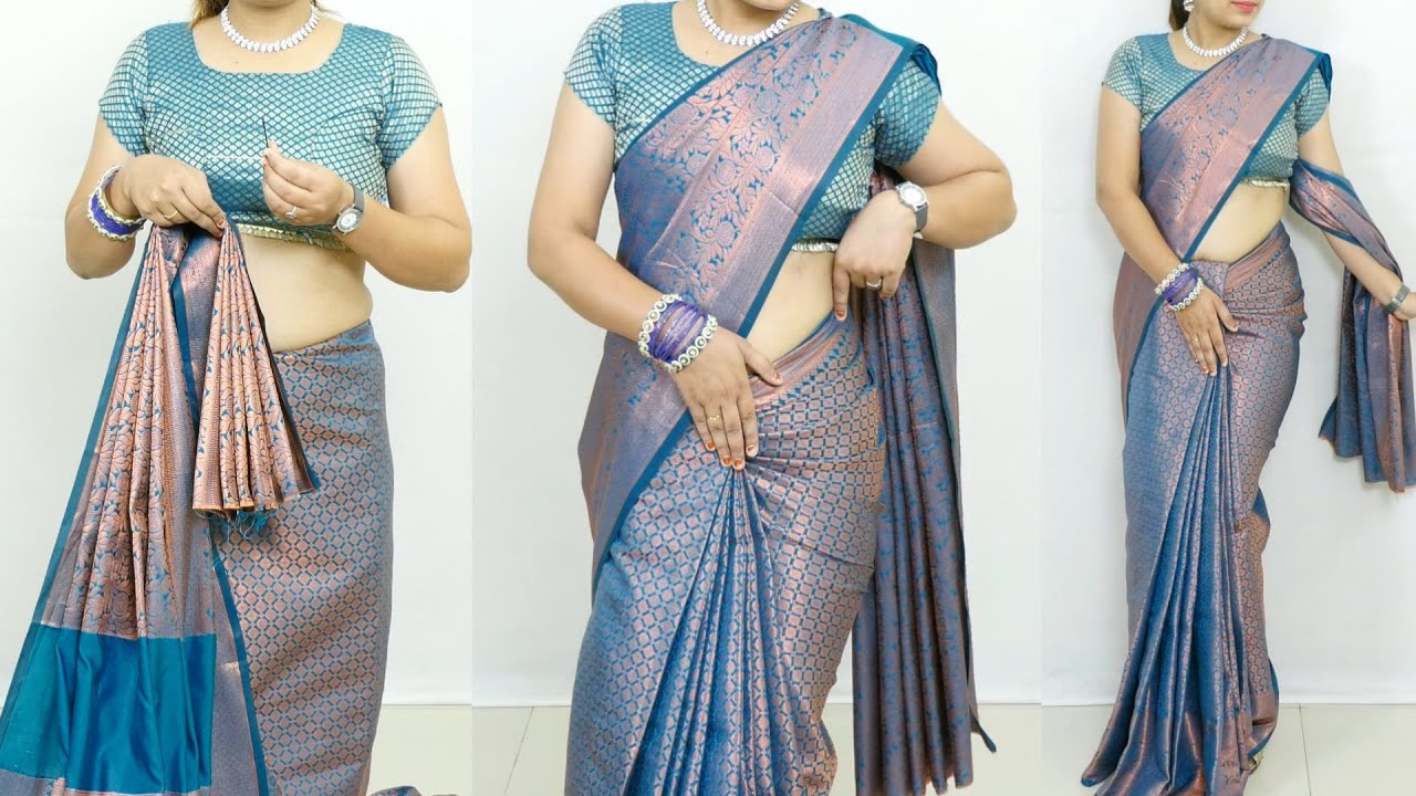 How to drape saree for beginners to look slim | silk saree draping ...