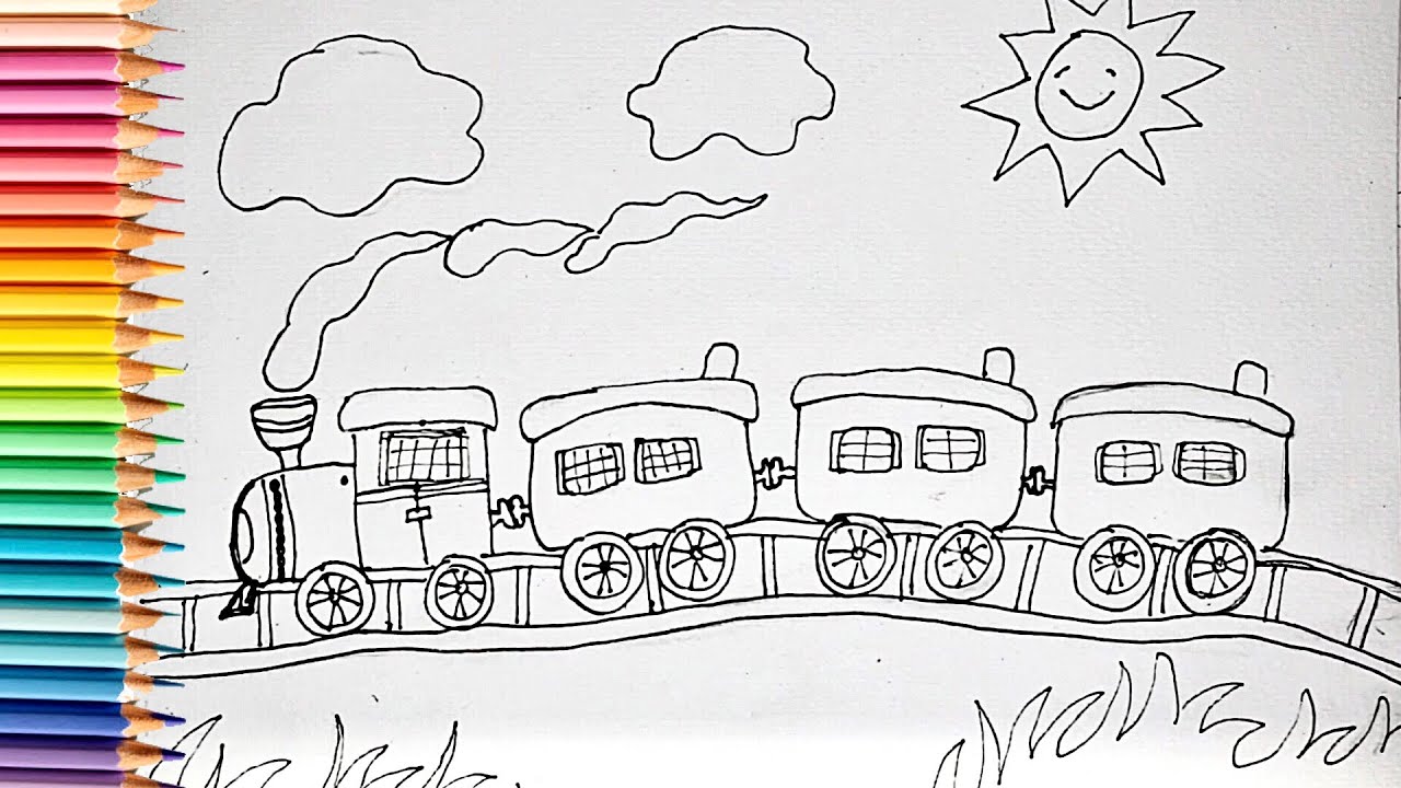 Lets Learn How to Draw a Beautiful Train Together - Drawing, Coloring ...