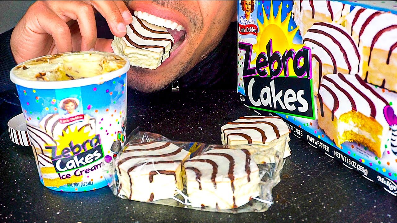 ASMR LITTLE DEBBIE ZEBRA CAKES ICE CREAM MUKBANG EATING MOUTH SOUNDS NO ...