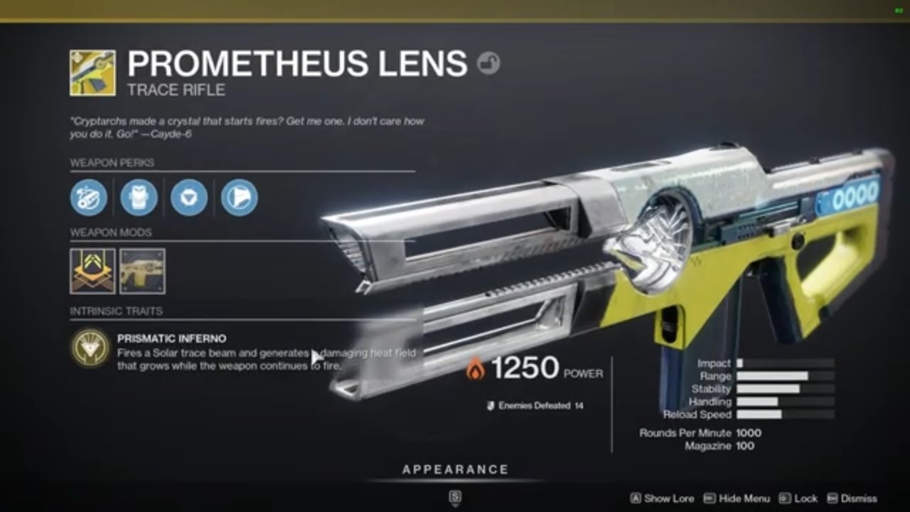 Destiny 2 - Exotic Weapons - Prometheus Lens PVE [PC 1080p HD] - YouTube