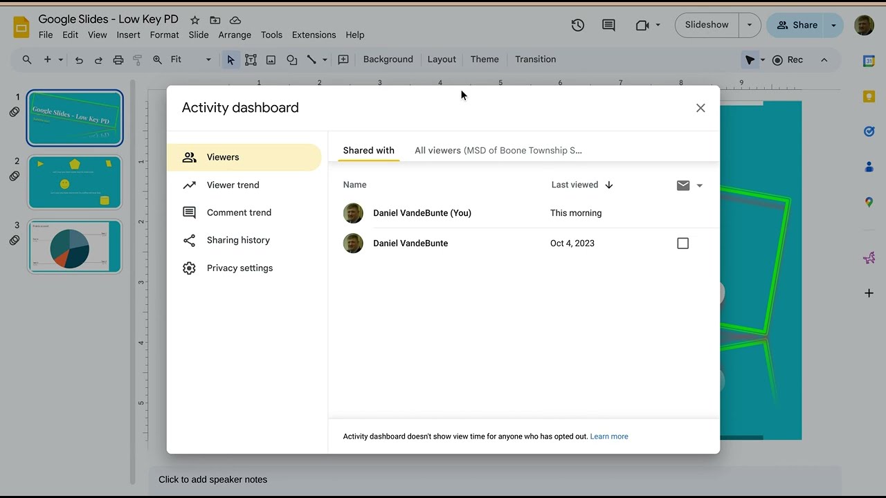 Low Key PD: Google Slides - Tools - Activity Dashboard - YouTube