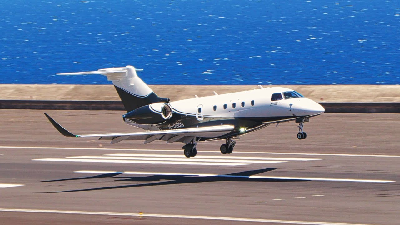 SUPER BEAUTIFUL EMBRAER Legacy 450 At Madeira Airport - YouTube