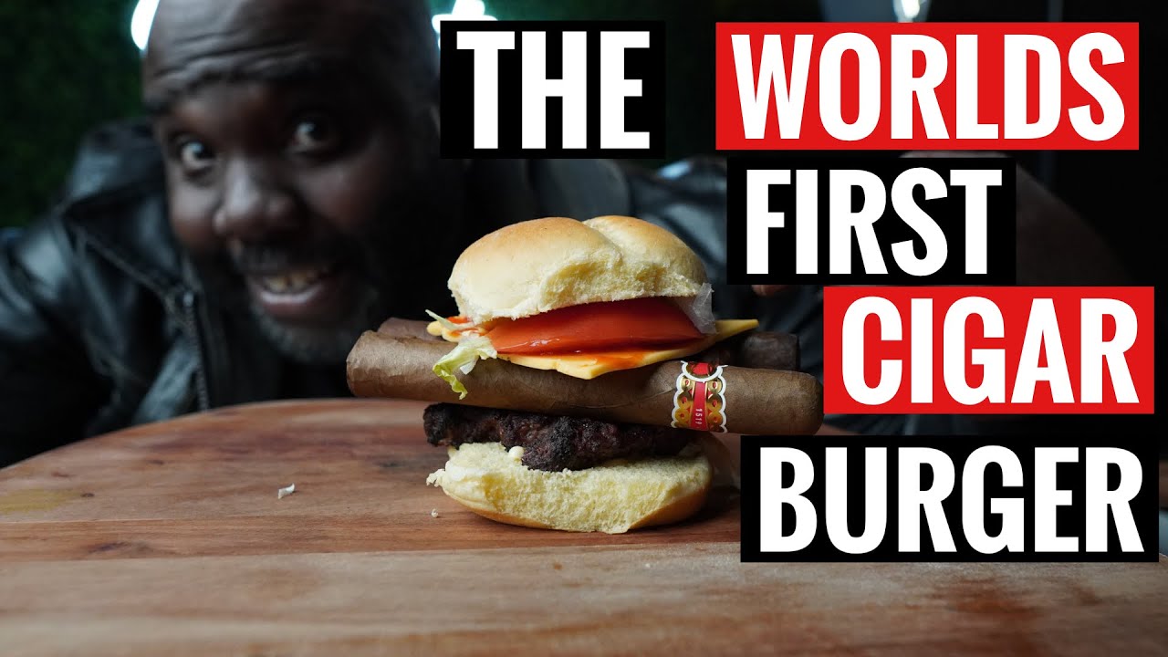 WORLD'S FIRST CIGAR BURGER | CHEESEBURGER MADE FROM DELICIOUS CIGAR ASH ...