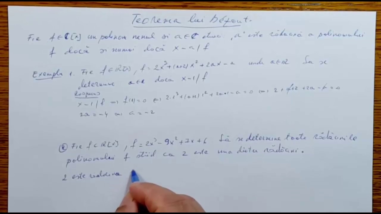 Teorema lui Bezout - Algebra - Clasa a XII-a - 120303-02 - YouTube