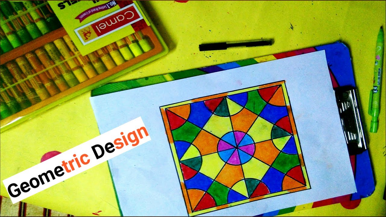 How to draw a "Geometric Design" With Colour Step By Step (very easy ...