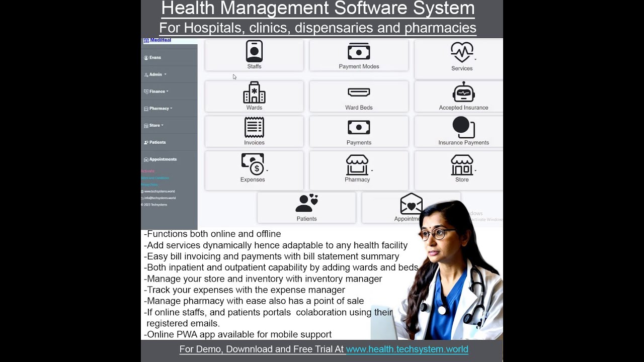 Hospital or clinic management software system - YouTube