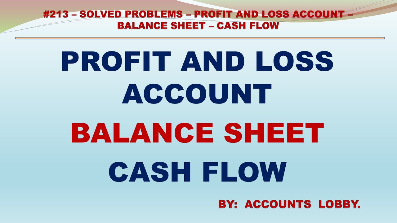 #213 - SOLVED PROBLEMS - PROFIT AND LOSS ACCOUNT AND BALANCE SHEET AND ...