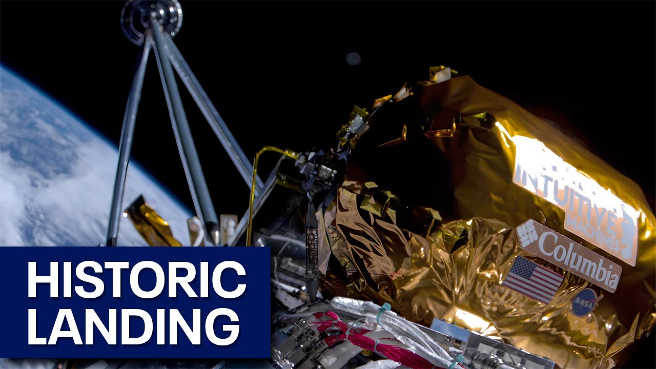 Odysseus Lunar Lander Makes Historic Moon Landing Youtube