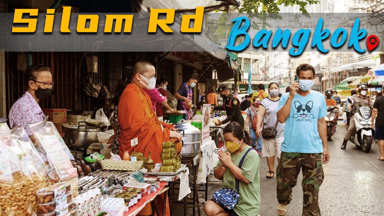 Walk to Bangkok's Silom Rd morning market Thailand ASMR 4K - YouTube