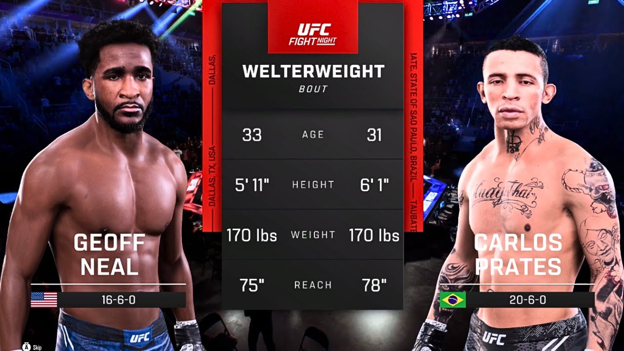 Geoff Neal vs Carlos Prates FULL FIGHT | UFC 5 AI Simulation (CPU vs ...