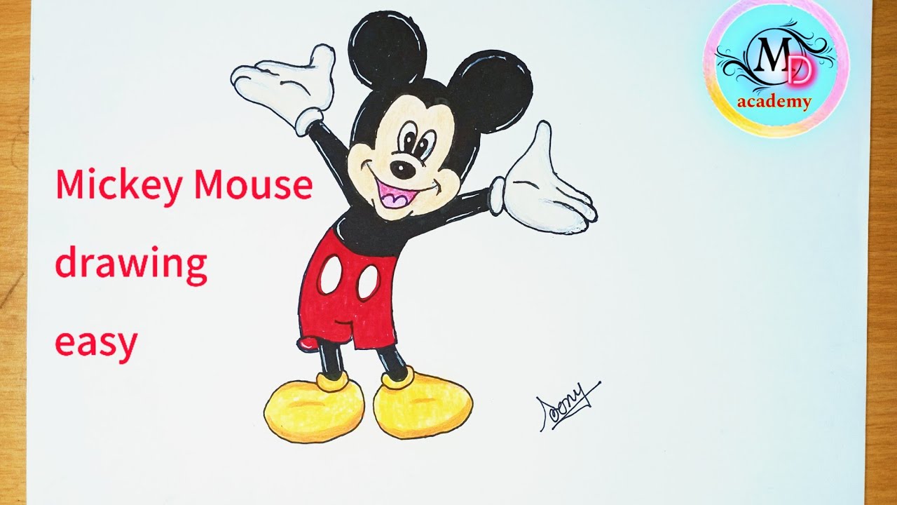 How to draw a Mickey Mouse easy step by step | Mickey Mouse drawing for ...