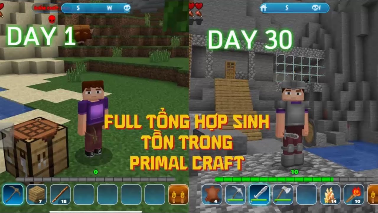 Tổng hợp full tập 1 2 3 4 sinh tòn trong primal craft - YouTube