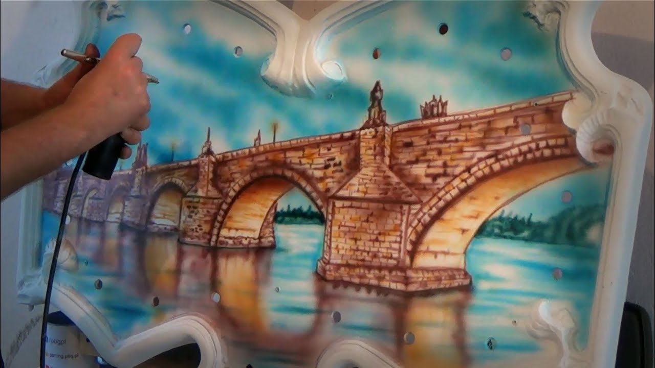 Carol's Bridge in Prague fast painting using airbrush - Wall painting ...