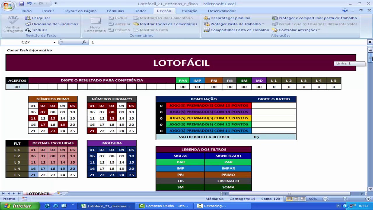 Esquema Com Fechamento Para Jogar Na Lotofácil Com 21 Dezenas Sendo 6 ...