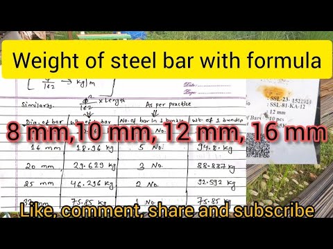 Steel bar weight calculation in Nepali | Steel weight of different dia ...