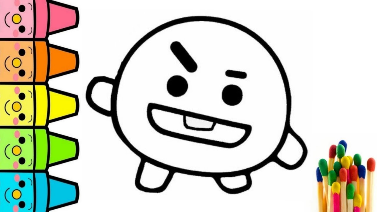 BTS with their BT21 charactors? || bts simple drawing || basic drawing ...