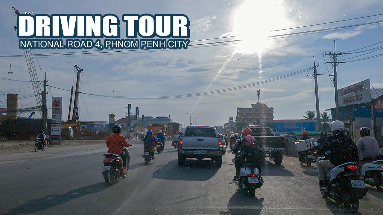 Driving tour on national road 4 Phnom Penh city, Cambodia - YouTube