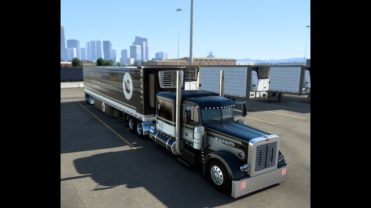 Jon Ruda 389 and Trailer With Black Swan Transport Skin (ATS Mods ...