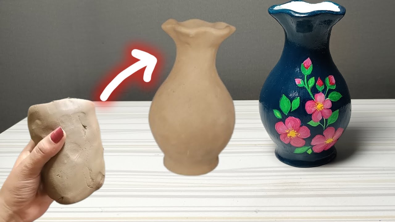 MAKE a BEAUTIFUL Clay Flower Vase in Just 30 Minutes! - YouTube