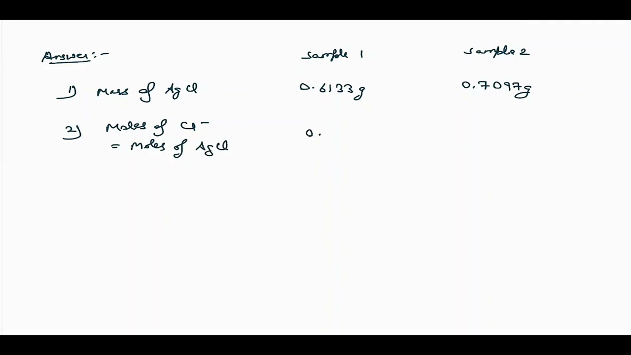 GRAVIMETRIC ANALYSIS OF A CHLORIDE SALT: RESULTS AND CALCULATIONS ...