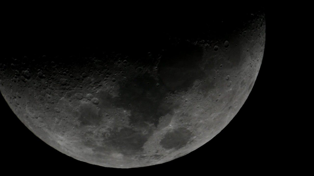 Crescent moon through telescope - YouTube