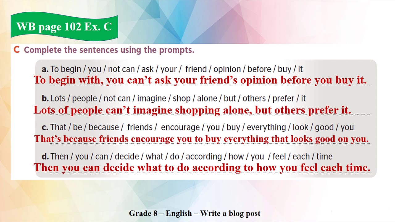 Grade 8 English Module 7 Writing a blog post about giving opinion about ...