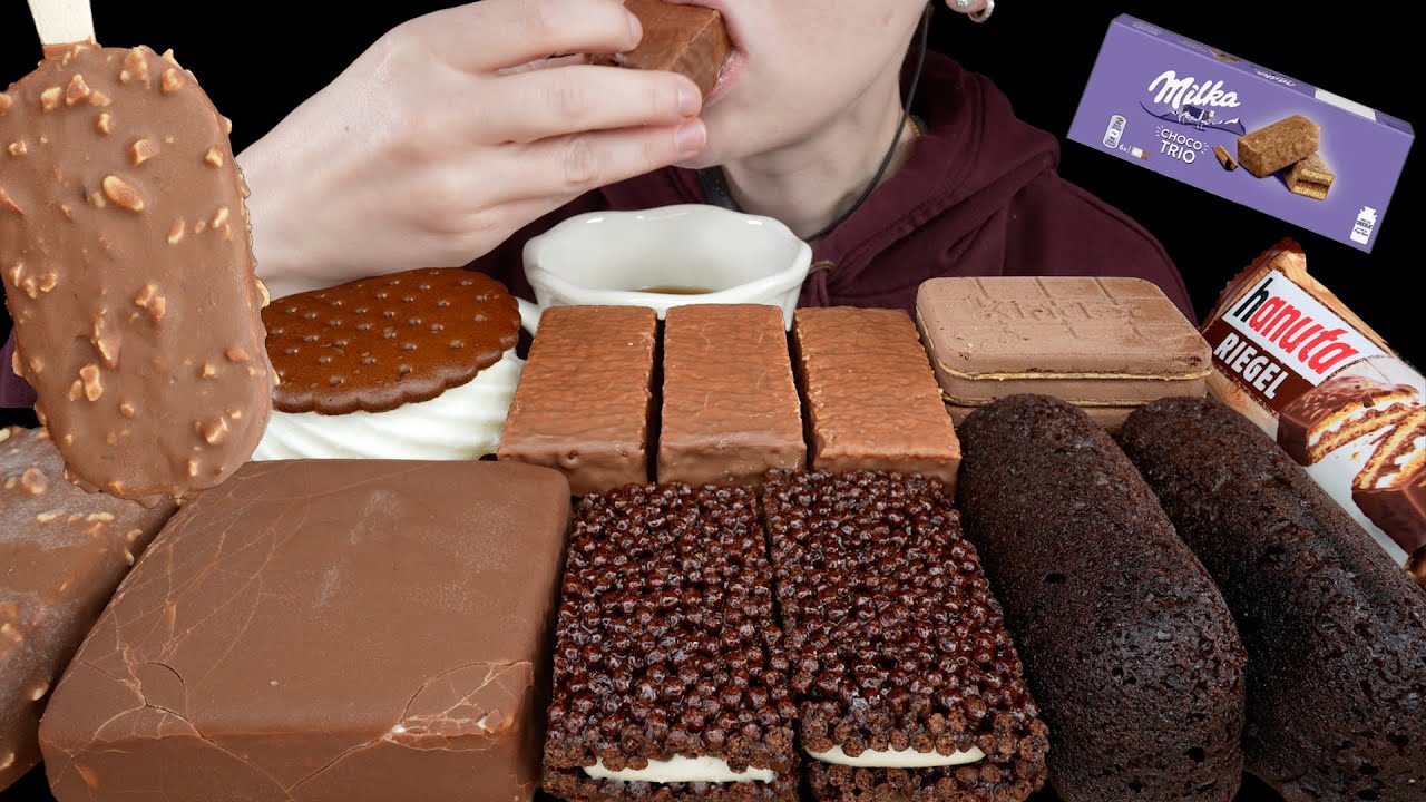 ASMR Milka Chocolate Cakes, Kinder Cards, Ferrero Bar, Haagen Dazs Ice ...