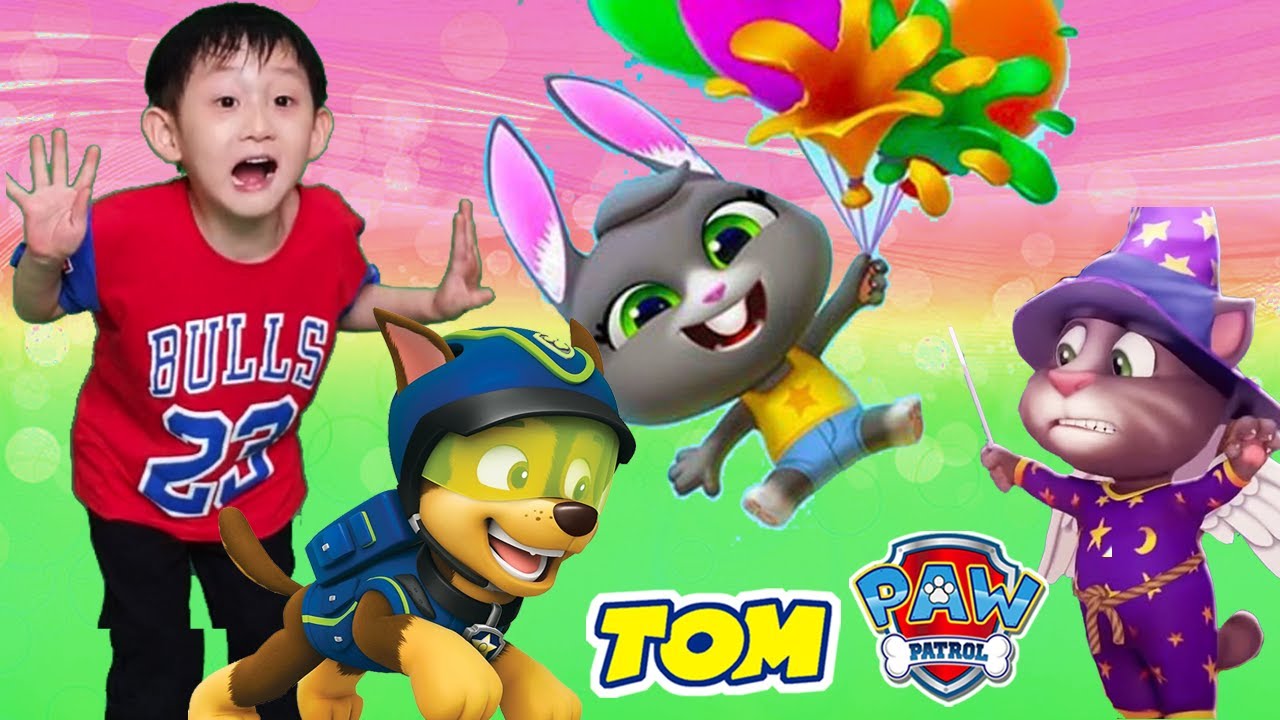 😻🎈 Treehouse Rescue Party with PAW PATROL Balloons & Nate - Talking Tom ...