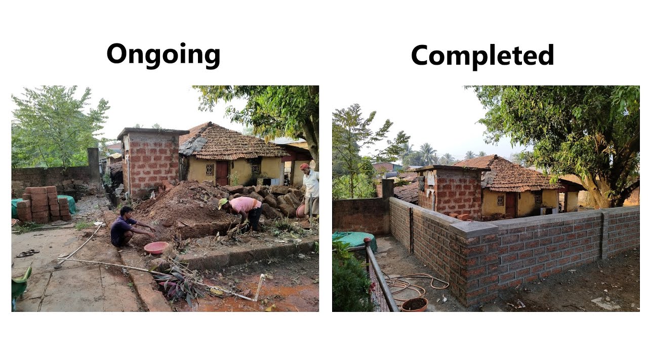 Construction of Laterite Compound Wall - YouTube