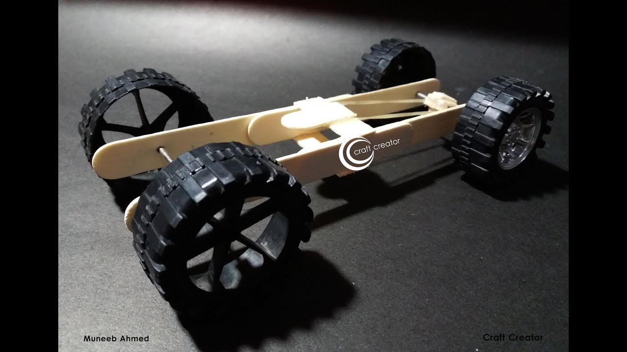 amazing diy Popsicle stick car very easy - YouTube