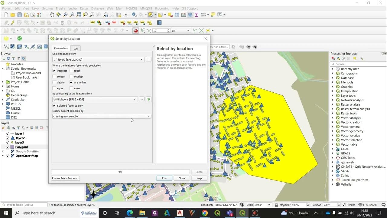 QGIS batch layer selection within the polygon - YouTube