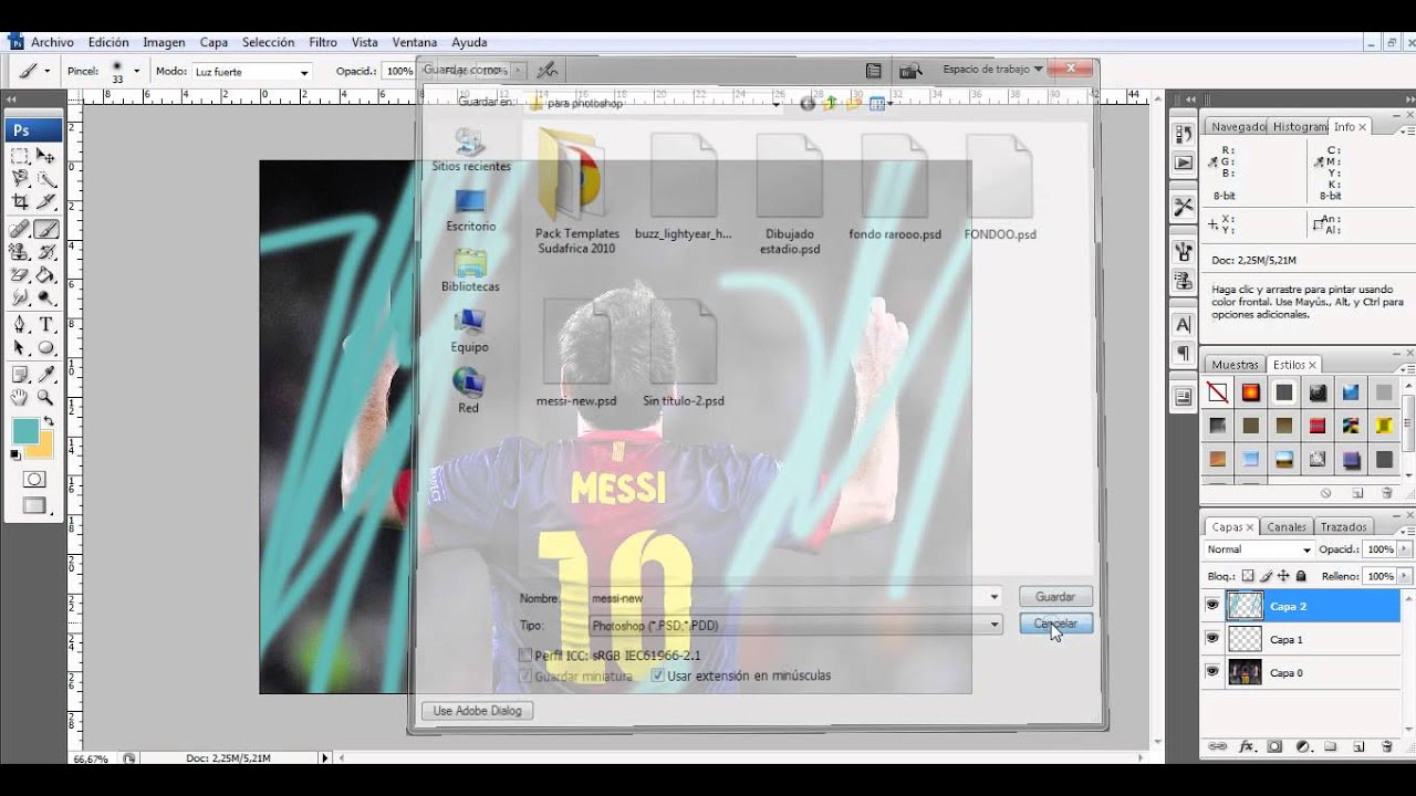 Como guardar una imagen o archivo en formato png o jpg en Photohop ...