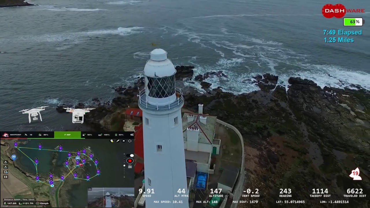 Litchi Waypoint mission with screen and dashware overlay - YouTube