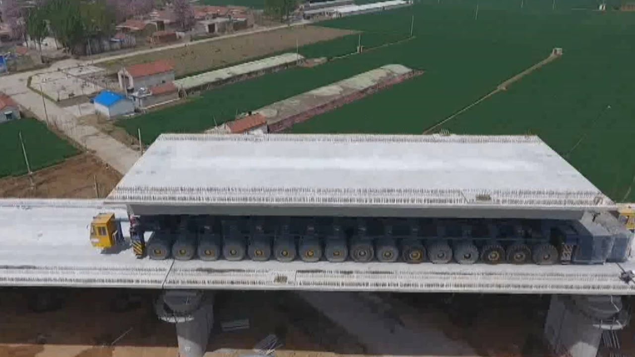How gigantic high-speed railway girders are laid - YouTube